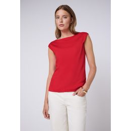 Tr&auml;gertop STREET ONE STUDIO, Damen, Gr. 40, rot (mandarin rot), Web, 50% Baumwolle, 50% Modal, unifarben, normal normal, U-Boot-Ausschnitt, abgesteppt, Tops Tr&auml;gertop, aus Baumwolle mit Stretchanteil