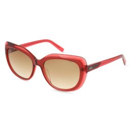 Esprit ET40131 | Damen-Sonnenbrille | Fassung: Vollrand, Cat Eye, Acetat, Rot | Glasfarbe: Braun Verlaufend