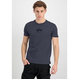 Rundhalsshirt Alpha Industries "Basic T ML", Herren, Gr. L, grau (grau, schwarz), Single Jersey, Obermaterial: 100% Baumwolle, bedruckt, normal normal, Rundhals, gerader Abschluss, Shirts Rundhalsshirt, Baumwolle, regular fit