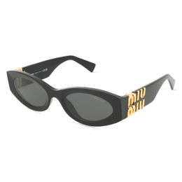 Miu Miu MU11WS | Damen-Sonnenbrille | Fassung: Vollrand, Oval, Acetat, Schwarz | Glasfarbe: Grau