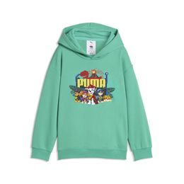 Kapuzensweatshirt Puma "X PAW PATROL GRAPHIC HOODIE TR", Jungen, Gr. 104, vibrant gr&uuml;n, Sweatware, Obermaterial: 68% Baumwolle, 32% Polyester, bedruckt, regular fit normal, angesetztes B&uuml;ndchen, Sweatshirts, f&uuml;r Kinder, Regular Fit, mit Kapuze, mit K&auml;ngurutasche