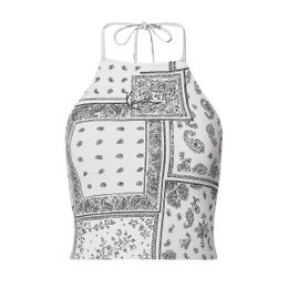 Muskelshirt Karl Kani "Karl Kani Signature Paisley Neckholder Top", Damen, Gr. XL, wei&szlig;, 95% Baumwolle, 5% Elasthan, skinny fit, ohne Ausschnitt, Shirts