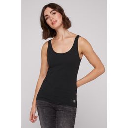 Tanktop SOCCX, Damen, Gr. L, schwarz, Single Jersey, Material: 95% Baumwolle, 5% Elasthan, bedruckt, slim fit normal, Rundhals, Tops Tanktop, mit Elasthan-Anteil