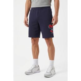 Trainingsshorts Puma "ESS LOGO LAB STORY 1 SHORTS 10&rsquo;&rsquo; TR", Herren, Gr. M, N-Gr, new navy, Sweatware, Obermaterial: 68% Baumwolle, 32% Polyester, bedruckt, regular fit ca. Mitte Knie, Hosen, Regular Fit, sportlicher Stil, mit Eingrifftaschen