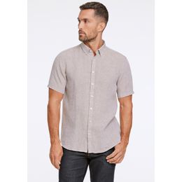 Leinenhemd LINDBERGH "Leinenhemd (Kurzarm) Modern Fit", Herren, Gr. XXL, Normalgr&ouml;&szlig;en, beige (sand mel), Obermaterial: 100% Leinen, Hemden