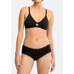 H&uuml;ftslip Speidel "Young Basic", Damen, Gr. L, schwarz, Single Jersey, Obermaterial: 92% Baumwolle, 8% Elasthan, unifarben, k&ouml;rpernah, Unterhosen, bequem, weich, feminin, elastisch, mit Spitze, Baumwollmix