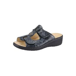 Pantolette Belvida, Damen, Gr. 42, blau (blau, bedruckt), Glattleder, Schuhe Pantolette