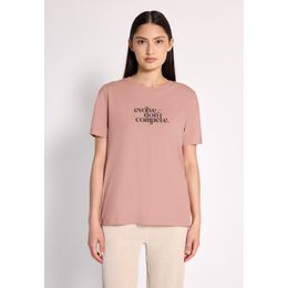 T-Shirt STREET ONE STUDIO, Damen, Gr. 34, pink (dusty pink), Web, 100% Baumwolle, unifarben, normal normal, Rundhals, abgesteppt, Shirts T-Shirt, aus reiner Baumwolle