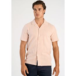 Kurzarmhemd LINDBERGH "Freizeithemd (Kurzarm) Relaxed Fit", Herren, Gr. L, Normalgr&ouml;&szlig;en, baked rose, Obermaterial: 98% Baumwolle, 2% Elasthan, Hemden