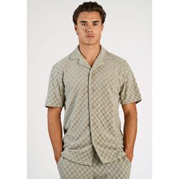 Kurzarmhemd LINDBERGH "Freizeithemd (Kurzarm) Relaxed Fit", Herren, Gr. L, Normalgr&ouml;&szlig;en, dusty olive, Obermaterial: 83% Baumwolle, 17% Polyester, Hemden