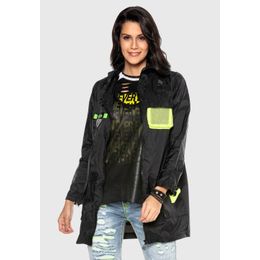 Cipo & Baxx Regenjacke CIPO & BAXX "M&auml;ntel", Damen, Gr. L, schwarz, Stoff, 100% Polyester, unifarben, regular fit normal, Jacken Regenjacke, im modernen Look