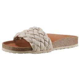 Pantolette VERBENAS "RICA TRENZA SOFT", Damen, Gr. 37, beige, Lederimitat, unifarben, Schuhe Pantolette, Sommerschuh, Schlappen, Strandschuh mit geflochtener Bandage