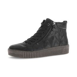Sneakerboots Gabor, Damen, Gr. 37, schwarz, Leder, unifarben, Schuhe Sneakerboots, Plateau, Stiefelette, Schn&uuml;rboots mit Ziern&auml;hten