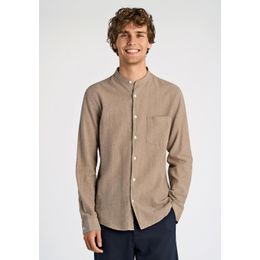 Leinenhemd LINDBERGH "Leinenhemd (Langarm) Slim Fit", Herren, Gr. M, Normalgr&ouml;&szlig;en, blau (mid stone), Obermaterial: 55% Leinen, 45% Baumwolle, Hemden