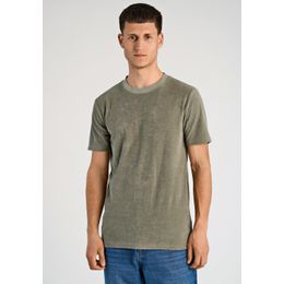 Kurzarmshirt LINDBERGH "T-Shirt (Kurzarm) Relaxed Fit", Herren, Gr. L, lt army, Obermaterial: 80% Baumwolle, 20% Polyester, unifarben, l&auml;ssig geschnitten, Rundhals, Shirts