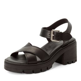 Sandalette Tamaris, Damen, Gr. 40, schwarz, Glattleder, unifarben, Basic, Schuhe Sandalette, Riemchensandale, Sommerschuh mit Touch it-Ausstattung