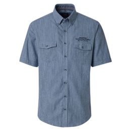 Kurzarmhemd Casamoda "Casamoda Leinenhemd Kurzarm gestreift", Herren, Gr. L, Normalgr&ouml;&szlig;en, blau, 63% Baumwolle, 37% Leinen, gestreift, l&auml;ssig geschnitten, Hemden