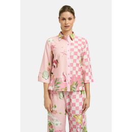Smith & Soul Kurzarmbluse SMITH & SOUL, Damen, Gr. L, rose powder, Web, Material: 58% Viskose, 42% Baumwolle, bedruckt, regular fit normal, hoch geschlossener Ausschnitt, &Auml;rmel mit &Auml;rmelschlitz 1-Knopf-Manschette, Blusen, mit All Over Print