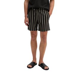 Marc O'Polo Shorts MARC O'POLO "mit Farb-und Struktur-Streifen", Herren, Gr. L, Normalgr&ouml;&szlig;en, schwarz, Obermaterial: 100% Baumwolle, gestreift, regular fit kurz, Hosen Shorts