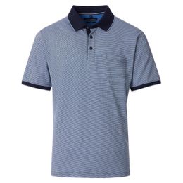 Poloshirt Casamoda "Casamoda Polo-Shirt gemustert", Herren, Gr. M, blau, 100% Baumwolle, Shirts
