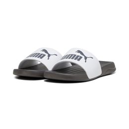 Badesandale Puma "POPCAT 20 BX", Herren, Gr. 46, schwarz-wei&szlig; (Puma wei&szlig;, schwarz coal), Synthetik, unifarben, Schuhe, f&uuml;r Strand, Pool und Freizeit, mit weichem Textil-Innenmaterial