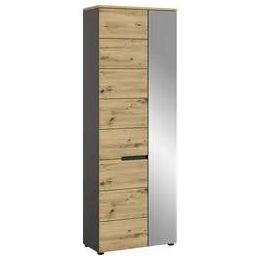 Garderobenschrank Home Affaire "REHAT, TOPSELLER, H&ouml;he 190cm, 2 T&uuml;ren, 6 F&auml;cher, 1 Kleiderstange", grau (basalt grau, artisan eiche nachbildung), B:65cm H:190cm T:37cm, FSC-zertifizierter Holzwerkstoff, Schr&auml;nke, Garderobenschrank, Garderobe, Flurschrank, Dielenschrank, Kleiderschrank, Garderobenm&ouml;bel