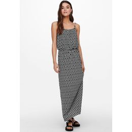 Maxikleid Only "ONLWINNER S/L MAXI DRESS NOOS PTM", Damen, Gr. 34XS, N-Gr, schwarz (schwarz graphic circle), Web, Obermaterial: 97% Polyester, 3% Elasthan, gemustert, regular fit lang, Rundhals, Kleider Maxikleid, Materialmix, regular fit