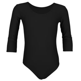 Turnanzug AQUARTI "Body M&auml;dchen Body 3/4 Arm", Kinder, Gr. 158, schwarz, Obermaterial: 96% Baumwolle CO. 4% Elasthan EL., Sportanz&uuml;ge