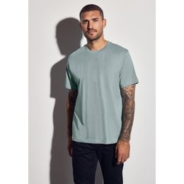 T-Shirt Street One MEN, Herren, Gr. XL (44), silber (silber gr&uuml;n), Web, 100% Baumwolle, unifarben, normal normal, Rundhals, abgesteppt, Shirts T-Shirt, aus reiner Baumwolle