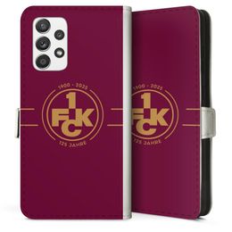 DeinDesign Galaxy A52s 5G Handy Klapph&uuml;lle Handyh&uuml;lle aus Kunst Leder wei&szlig; Flip Case 1. Fc Kaiserslautern Official Licensed Product 125 Jahre Sideflip mit Lasche