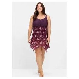 Badekleid sheego BY JOE BROWNS, Damen, Gr. 52, Cup B, lila (beere, gemustert), Elasthan, Badeanz&uuml;ge