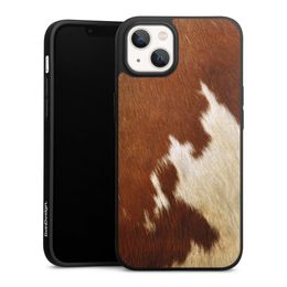 DeinDesign iPhone 13 Handy Premium Silikon H&uuml;lle Handyh&uuml;lle schwarz Case Animal Look Fur Cow Silikon Premium Case