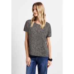 T-Shirt Street One, Damen, Gr. 36, wei&szlig; (cotton cream), Stoff, 95% Viskose, 5% Elasthan, normal normal, Rundhals, B&uuml;ndchen, Shirts T-Shirt, aus softem Materialmix