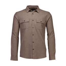 Langarmhemd LINDBERGH "Freizeithemd (Langarm) Relaxed Fit", Herren, Gr. L, Normalgr&ouml;&szlig;en, braun (mid braun), Obermaterial: 100% Baumwolle, Hemden