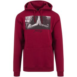 Sweatshirt MisterTee "MisterTee Herren Pray Hoody", Herren, Gr. L, rot (ruby), 65% Baumwolle, 35% Polyester, unifarben, Sweatshirts Sweatshirt