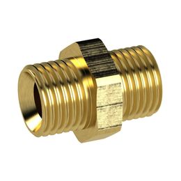 Riegler Doppelgewindenippel, zyl., M24x1,5 a., M24x1,5 a., SW 27, Messing (290.957)