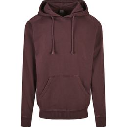 Rundhalspullover Urban Classics "Urban Classics Herren Overdyed Hoody", Herren, Gr. M, cherry, 100% Baumwolle, unifarben, loose fit, ohne Ausschnitt, Pullover Rundhalspullover