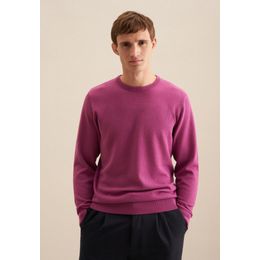 Strickpullover Seidensticker "Schwarze Rose", Herren, Gr. L, lila (berry), 100% Baumwolle, unifarben, regular fit, Rundhals, Pullover Strickpullover, 1/1 Rundhals