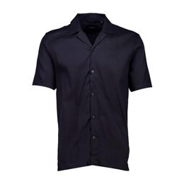 Kurzarmhemd LINDBERGH "Freizeithemd (Kurzarm) Relaxed Fit", Herren, Gr. L, Normalgr&ouml;&szlig;en, schwarz (dk navy), Obermaterial: 53% Baumwolle, 47% Lyocell (TENCEL&trade;), Hemden