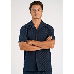 Kurzarmhemd LINDBERGH "Freizeithemd (Kurzarm) Relaxed Fit", Herren, Gr. L, Normalgr&ouml;&szlig;en, navy, Obermaterial: 83% Baumwolle, 17% Polyester, Hemden