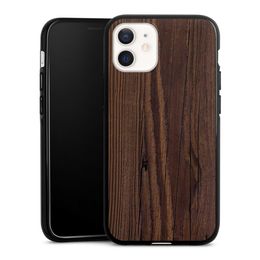 DeinDesign iPhone 12 mini Handy Silikon H&uuml;lle Case schwarz Handyh&uuml;lle Wooden Look Wood Nut Tree