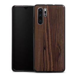 DeinDesign Huawei P30 Pro Handy Silikon H&uuml;lle Case schwarz Handyh&uuml;lle Wooden Look Wood Nut Tree