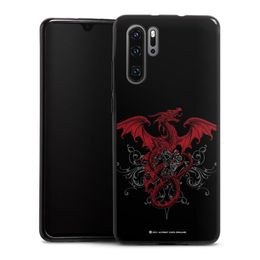 DeinDesign Huawei P30 Pro Handy Silikon H&uuml;lle Case schwarz Handyh&uuml;lle Red Dragon Gothic