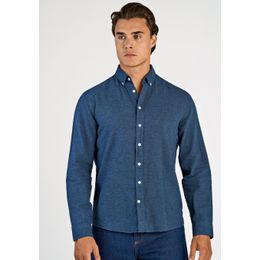 Leinenhemd LINDBERGH "Leinenhemd (Langarm) Relaxed Fit", Herren, Gr. L, Normalgr&ouml;&szlig;en, navy, Obermaterial: 55% Leinen, 45% Baumwolle, Hemden