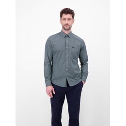 Langarmhemd Lerros, Herren, Gr. L, N-Gr, arctic blau, Web, Obermaterial: 100% Baumwolle, gemustert, regular fit h&uuml;ftbedeckend, Rundhals, Hemden, mit Minimal-Print