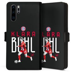 DeinDesign Huawei P30 Pro Handy Klapph&uuml;lle Handyh&uuml;lle aus Kunst Leder schwarz Flip Case Fc Bayern M&uuml;nchen Klara B&uuml;hl Official Licensed Product Sideflip mit 