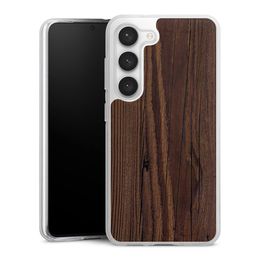 DeinDesign Galaxy S23 Handy Silikon H&uuml;lle Case transparent Handyh&uuml;lle Wood Wooden Look Nut Tree Silikon Case