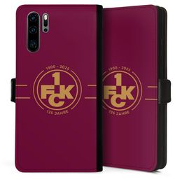 DeinDesign Huawei P30 Pro Handy Klapph&uuml;lle Handyh&uuml;lle aus Kunst Leder schwarz Flip Case 1. Fc Kaiserslautern Official Licensed Product 125 Jahre Sideflip mit 