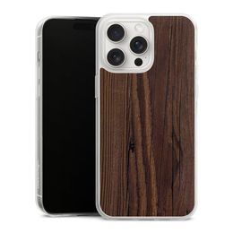 DeinDesign iPhone 15 Pro Max Handy Silikon H&uuml;lle Case transparent Handyh&uuml;lle Wooden Look Wood Nut Tree Silikon Case