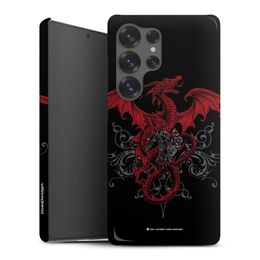 DeinDesign Galaxy S25 Ultra Handy Premium Case Smartphone Handyh&uuml;lle Schutzh&uuml;lle gl&auml;nzend Red Dragon Gothic Premium Case